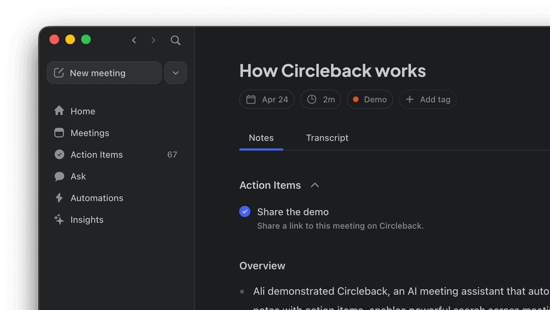 Dark mode - Circleback
