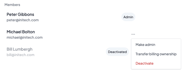 Team admin and billing owner controls - Circleback